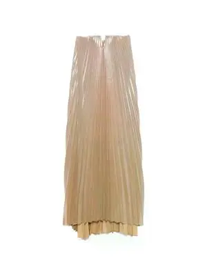 RAME Metallic Pleated Strapless V-neck Maxi Dress