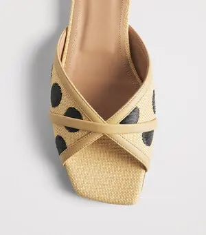 MALONE SOULIERS Raffia And Leather Flat Mules