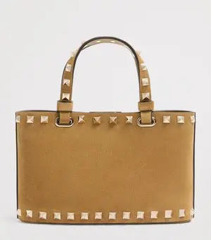Valentino Garavani Mini Leather Rockstud Tote Bag - Brown