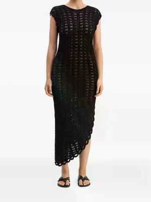 Loulou De Saison Malena Crochet Midi Dress - Black
