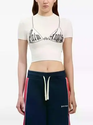 Palm Angels Graphic Print Cropped T-shirt