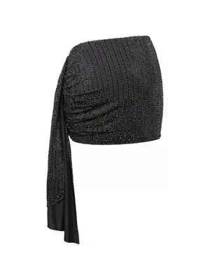 VENUJA Crystal Embellished Draped Mini Skirt