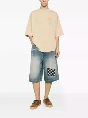 Palm Angels Logo-print Drop-shoulder T-shirt - Neutrals
