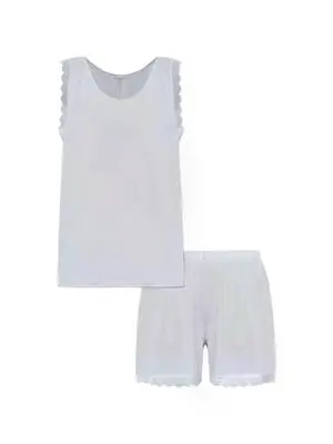 Hanro Inaya Scalloped-trim Pajamas Set