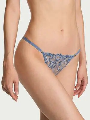 Victoria's Secret Very Sexy Denim Embroidery Adjustable V-string Panty - Print