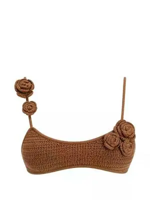 Devon Windsor Adrienne Floral-detail Crochet Bikini Top