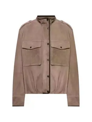 Brunello Cucinelli Suede Epaulette Jacket - Brown