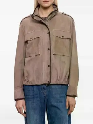 Brunello Cucinelli Suede Epaulette Jacket