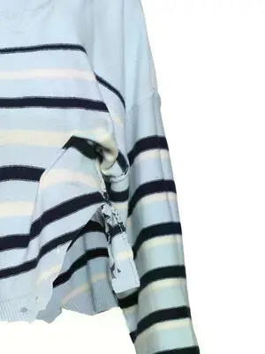 Natasha Zinko Distressed Striped V-neck Sweater