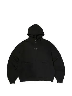 THUG CLUB Logo Detail Long Sleeve Hoodie - Black