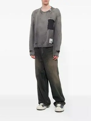 Mihara Yasuhiro Sun-faded Distressed Sweater - Grey