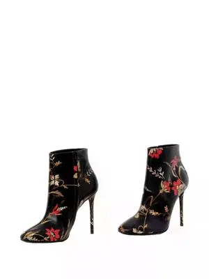 Balenciaga Floral Detail Leather Ankle Boots
