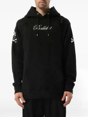 MASTERMIND WORLD Distressed Skull Print Hoodie - Black