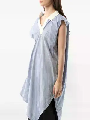 Sacai Asymmetric Hem Striped Blouse