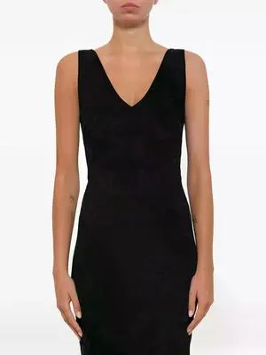 Alexander McQueen Floral Jacquard V-neck Dress - Black
