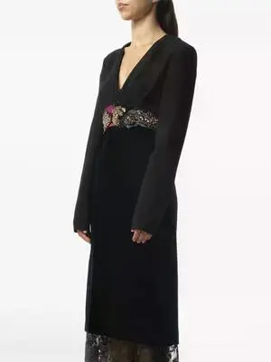 LANVIN Crystal-embellished Lace-trimmed Velvet Dress