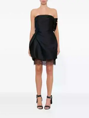 LANVIN Strapless Lace Detail Midi Dress - Black