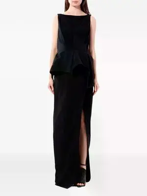 Balenciaga Sleeveless V-neck Midi Dress - Black