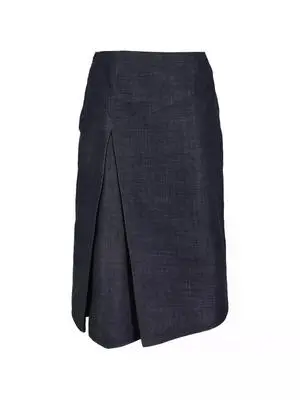 BASILE Asymmetric Hem Pleated Skirt - Blue
