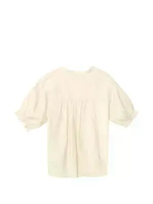 Xirena Cream Beige Linen Puff Sleeve Blouse
