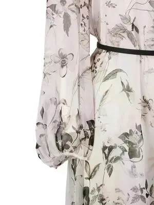Max Mara Silk Floral Print Midi Dress