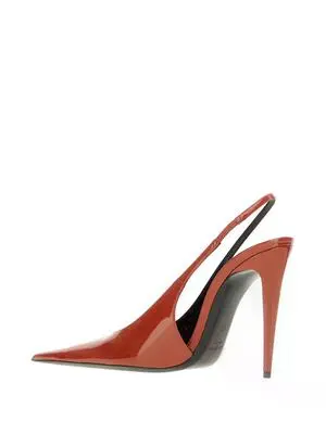Saint Laurent Guermantes Patent Leather Slingback Pumps - Orange