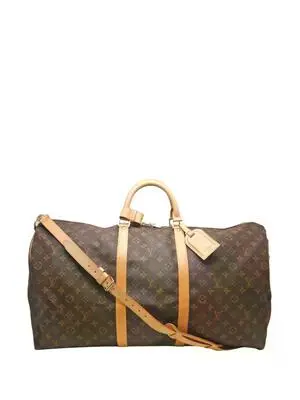 LOUIS VUITTON Monogram Keepall Bandouliere 60 Travel Bag - Brown