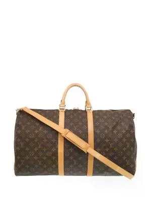 LOUIS VUITTON Monogram Keepall Bandouliere 55 Travel Bag - Brown