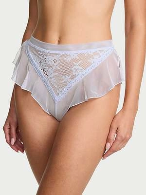 Victoria's Secret Dream Angels Lace & Mesh Flutter Brazilian Panty - Blue