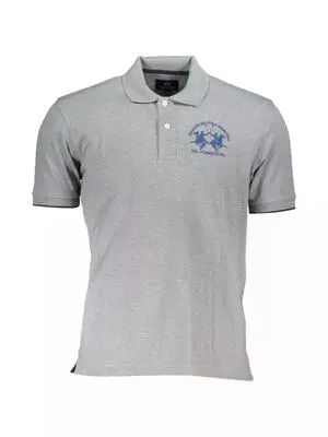 LA MARTINA Logo-embroidered Short-sleeve Polo Shirt - Grey