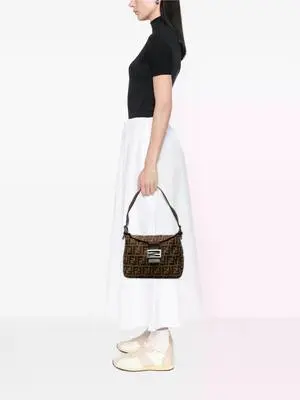 Fendi Zucca Canvas Double Flap Mamma Shoulder Bag