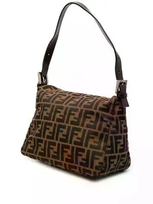 Fendi Zucca Canvas Double Flap Mamma Shoulder Bag