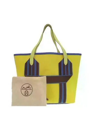 Hermès Toile And Clemence Poursangle Tote Bag - Blue