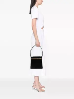 Burberry House Check Trimmed Leather Shoulder Bag - Black