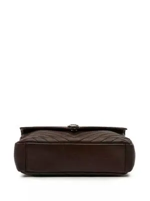 Saint Laurent Large Sheepskin Chevron Monogram College Satchel - Red