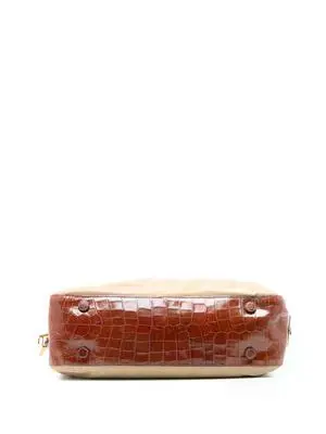 Prada Croc Embossed Leather Trimmed Tessuto Shoulder Bag