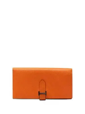 Hermès 2013 Epsom Bearn Soufflet Wallet Long Wallets - Orange