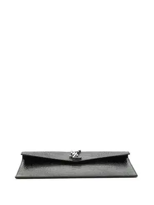 Saint Laurent Croc Embossed Leather Uptown Pouch Clutch Bag