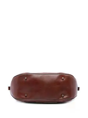 Burberry Small Leather Trimmed House Check Canvas Bridle Orchard Satchel - Brown
