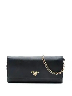 Prada 2010-2025 Saffiano Wallet On Chain Crossbody Bag - Black