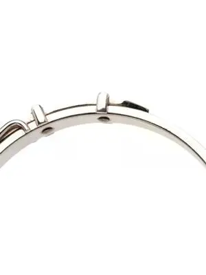 Hermès Palladium Plated And Leather Belt Buckle Bangle Costume Bracelet