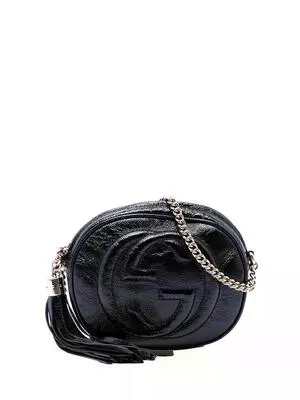 Gucci Patent Leather Soho Chain Crossbody Bag - Black