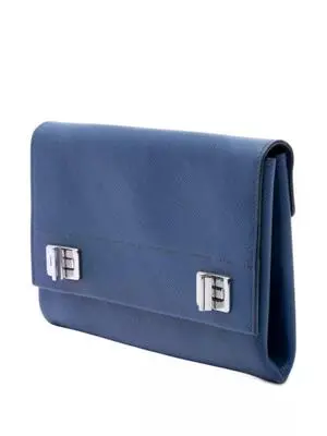 Prada Saffiano Leather Twist Lock Chain Flap Crossbody Bag