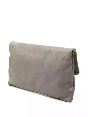 Balenciaga Lambskin Leather Motocross Giant 12 Envelope Clutch With Strap - Grey