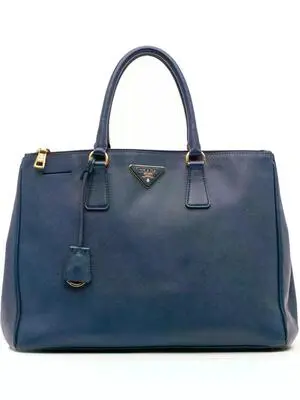 Prada Saffiano Lux Galleria Double Zip Tote Bag - Blue