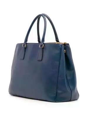 Prada Saffiano Lux Galleria Double Zip Tote Bag - Blue