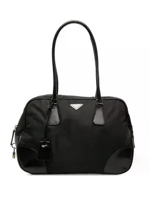 Prada Soft Calf Trimmed Bauletto Bag Handbag - Black