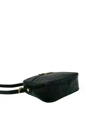 FERRAGAMO Croc Embossed Leather Crossbody Bag - Black