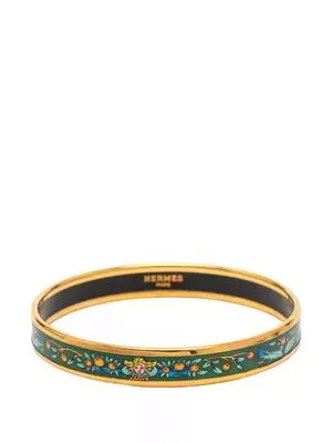 Hermès Enamel Fruits Cloisonné Bangle Bracelet - Gold