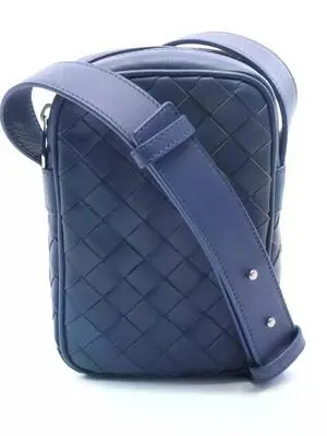 Bottega Veneta Intrecciato Phone Pouch Crossbody Bag - Blue